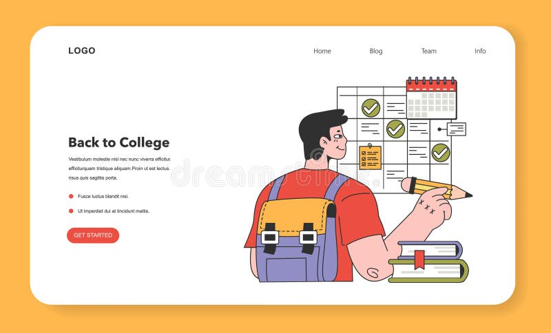 College or University Student Web Banner or Landing Page. Character ...