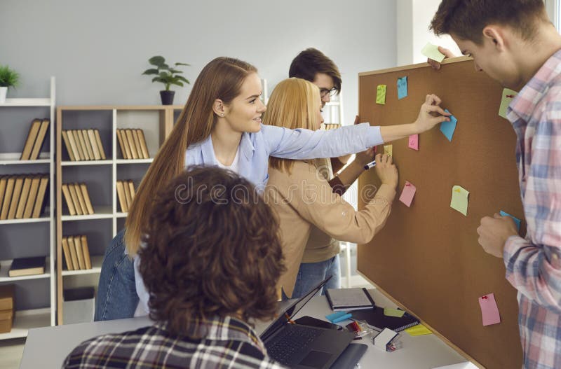 School, College or University Students Brainstorming while Working on ...