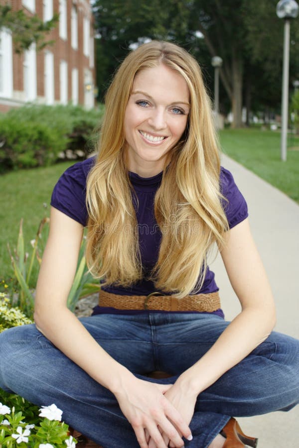 Beautiful Woman College Student with Long Hair Stock Photo - Image of ...