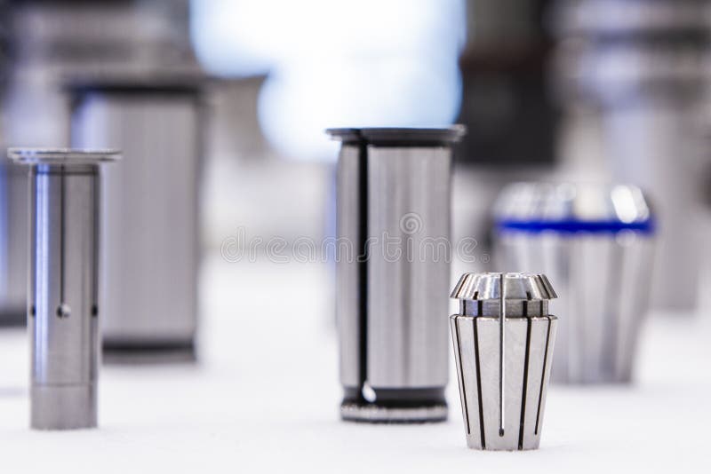 Collet Chuck Tool Collets Set Many Tye ,CNC Machine Stock Image - Image ...