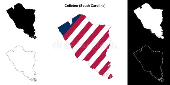 Colleton outline map stock vector. Illustration of county - 324132284