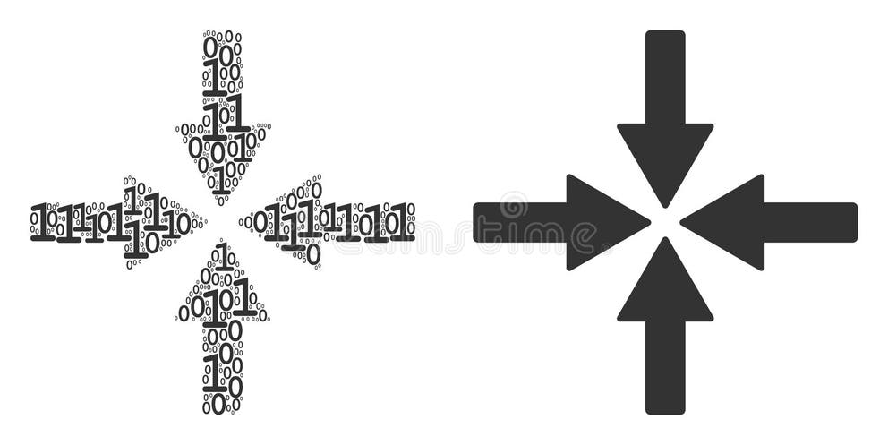 Collide Arrows Mosaic of Binary Digits Stock Vector - Illustration of binary, gravitation: 119586542