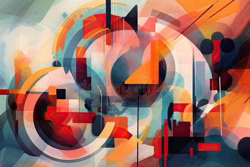 Collision of Abstract Geometric Shapes and Vibrant Colors, Creating a ...