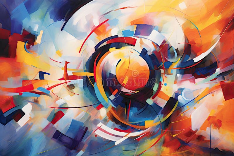 Collision of Abstract Shapes and Vivid Colors, Creating a Visually ...
