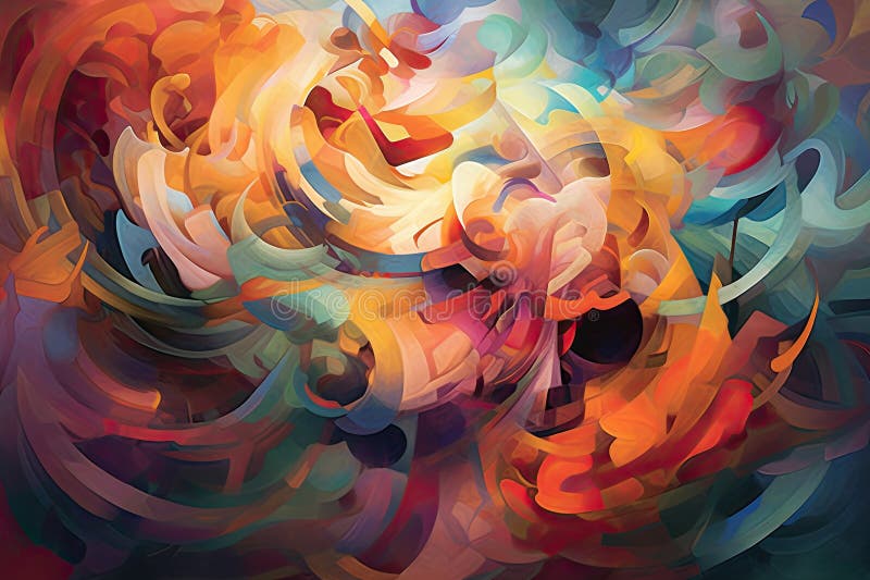 Collision of Abstract Shapes and Vivid Colors, Creating a Visually ...