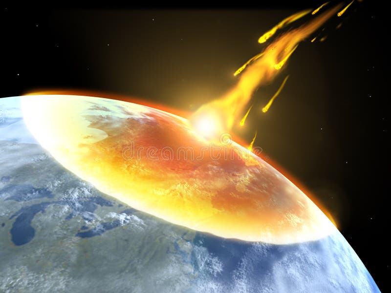 Asteroid impact stock illustration. Illustration of collision - 29027262