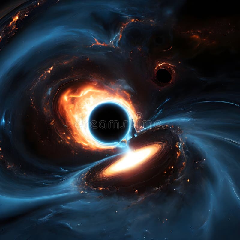 Collision between a Black Hole and a White Hole in Space Stock ...