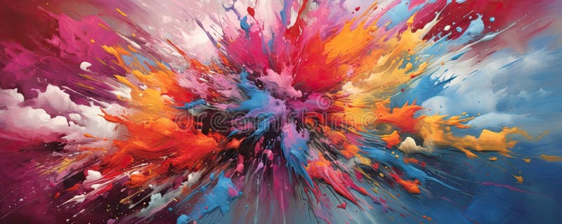 Collision of Bold Brushstrokes and Vibrant Splatters, Merging and ...