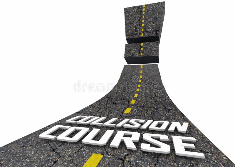 Collision Course Danger Warning Road To Trouble Crash Problem 3d ...