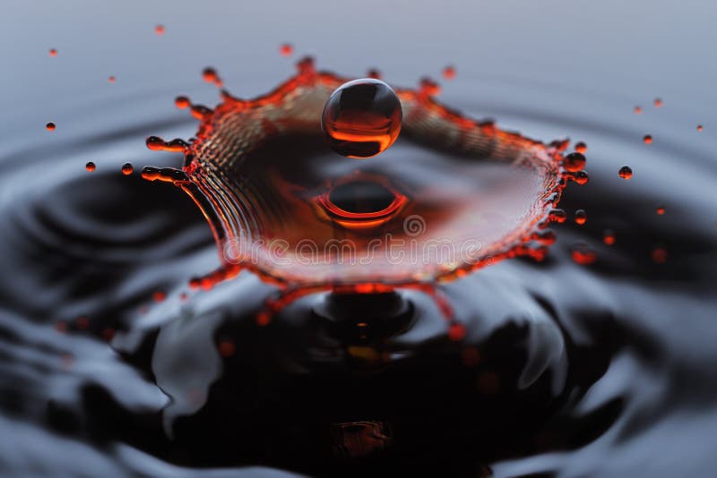 Collision Effect of Two Red Falling Water Drops - Spatter Stock Photo ...