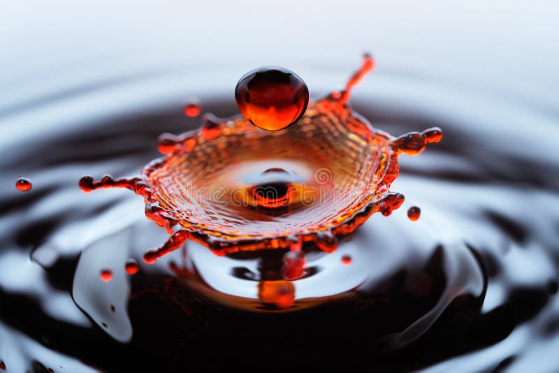 Collision Effect of Two Red Falling Water Drops - Spatter Stock Image ...