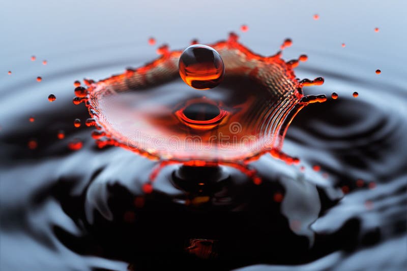 Collision Effect of Two Red Falling Water Drops - Spatter Stock Image ...