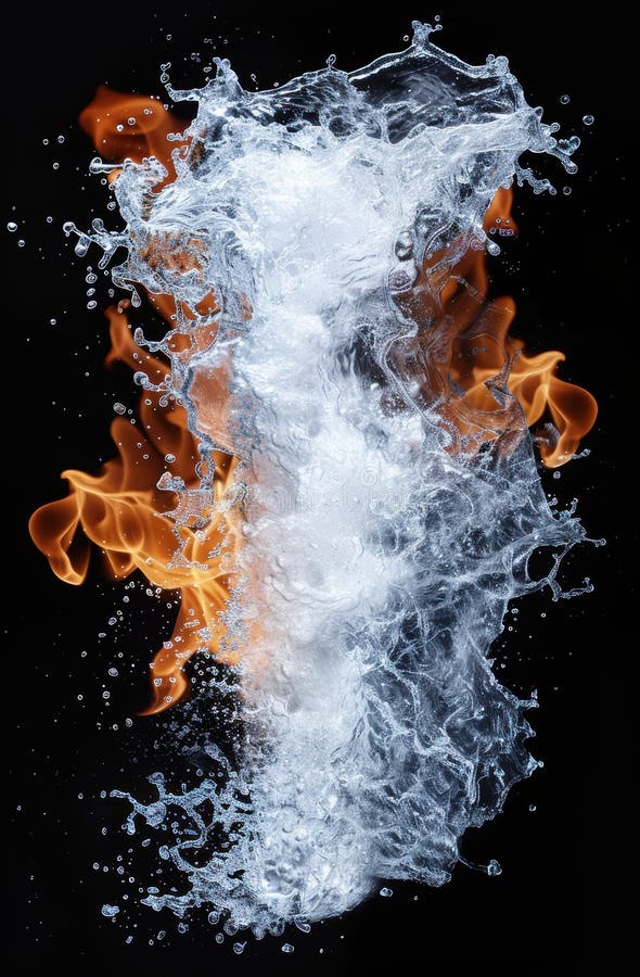 Collision of Fire and Water Stock Illustration - Illustration of ...