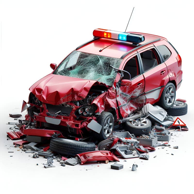 Collision Impact: Red Sedan after the Accident, Generative AI. Stock ...