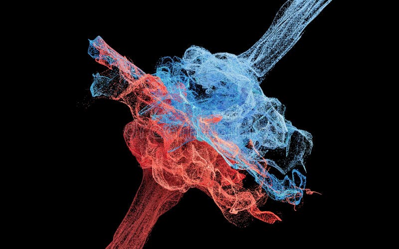 Collision of Particles, Decorative Particles, 3d Rendering Stock ...