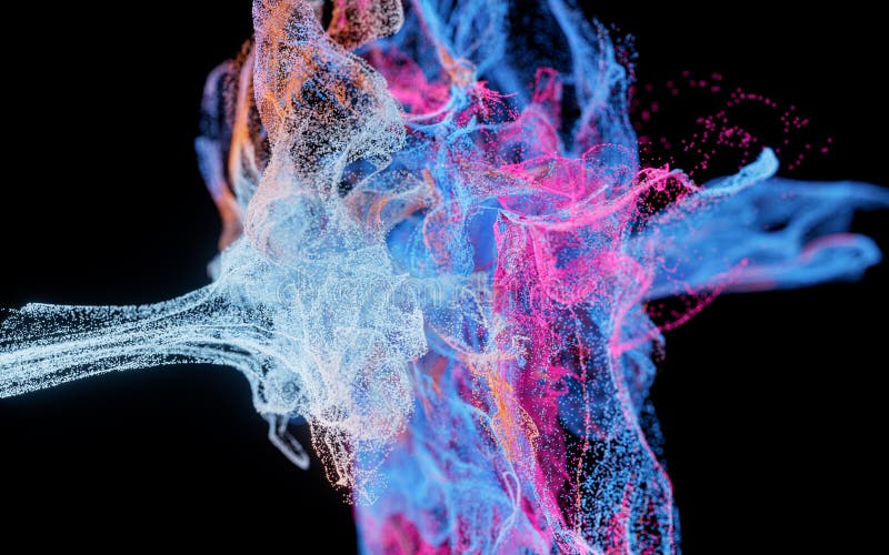 Collision of Particles, Decorative Particles, 3d Rendering Stock ...