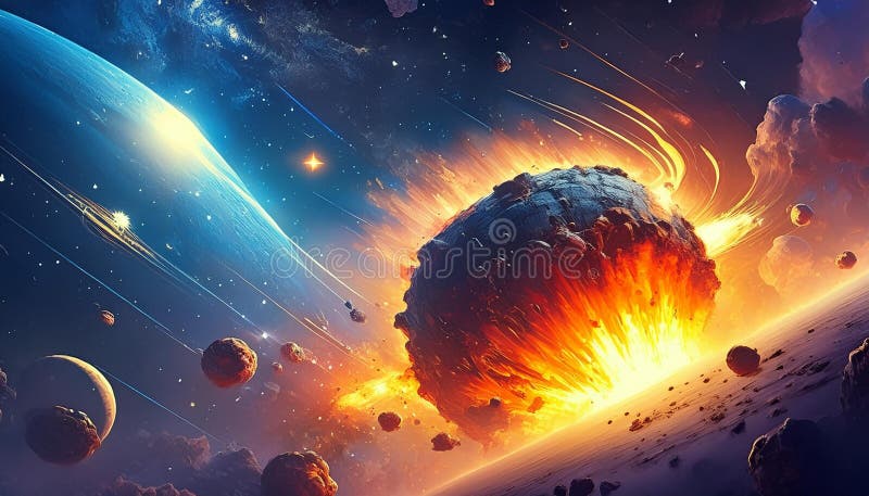 Collision Planets in Space Abstract Illustration, AI Generated Stock ...