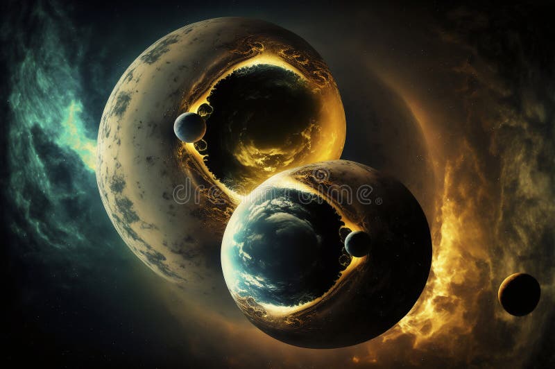 Collision of Planets in Space. Explosion and Flash. Created with ...