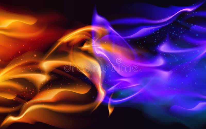Collision of Red Fire and Blue Fire on a Dark Background, Versus Banner ...