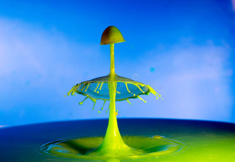Collision of Two Drops on a Surface of Water Stock Photo - Image of ...