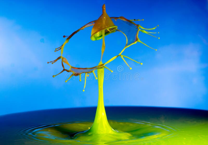 Collision of Two Drops on a Surface of Water Stock Image - Image of ...