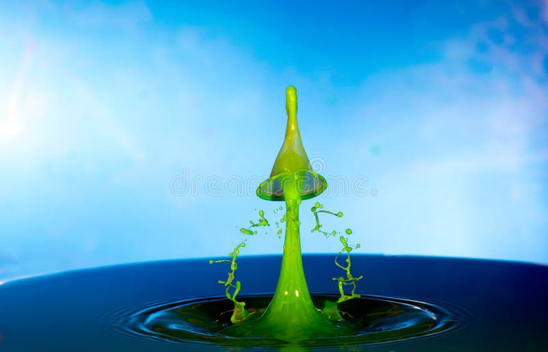 Collision of Two Drops on a Surface of Water Stock Photo - Image of ...