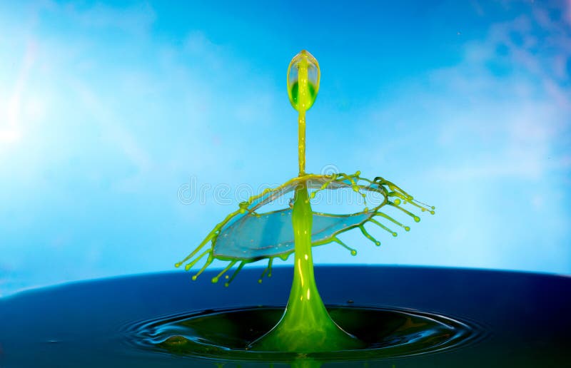 Collision of Two Drops on a Surface of Water Stock Photo - Image of ...