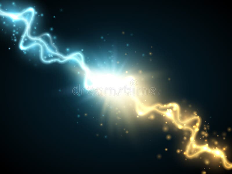 Collision of Two Forces with Gold and Blue Light. Vector Stock Vector ...
