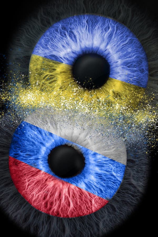 Collision of Two Iris of Eyes with the Colors of the Flags of Ukraine ...
