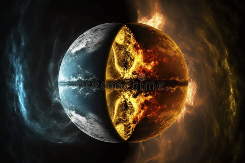 Collision of Two Planets in Open Space. Created with Generative AI ...