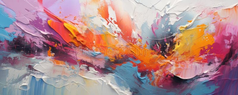 Collision of Vibrant Acrylic Strokes and Abstract Textures, Creating a ...