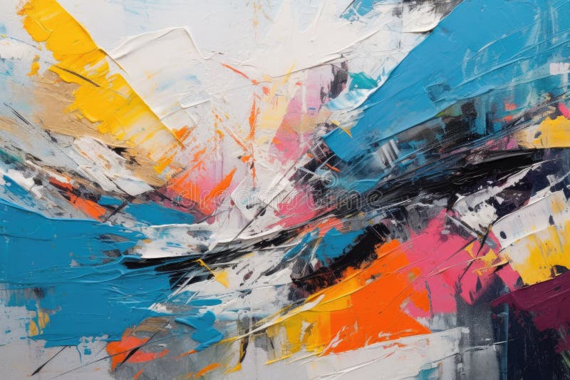 Collision of Vibrant Acrylic Strokes and Abstract Textures, Creating a ...