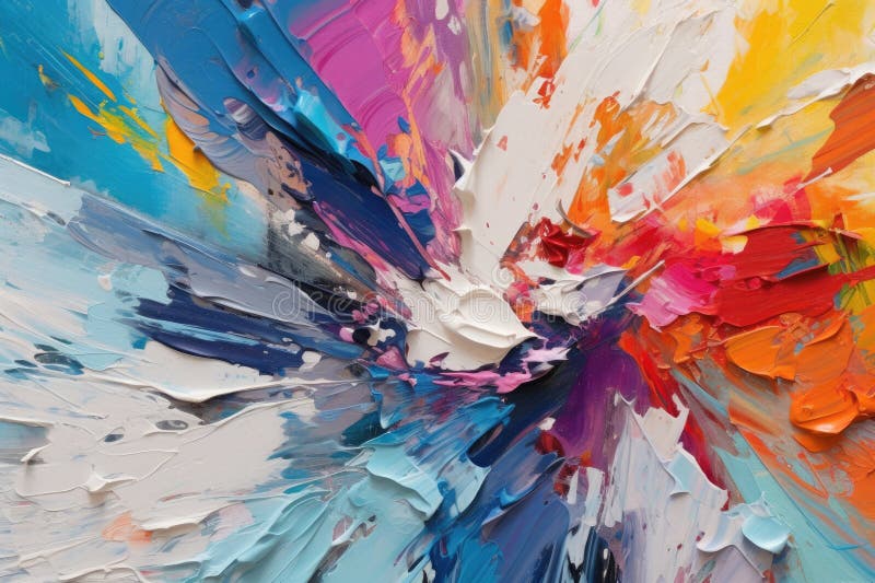 Collision of Vibrant Acrylic Strokes and Abstract Textures, Creating a ...