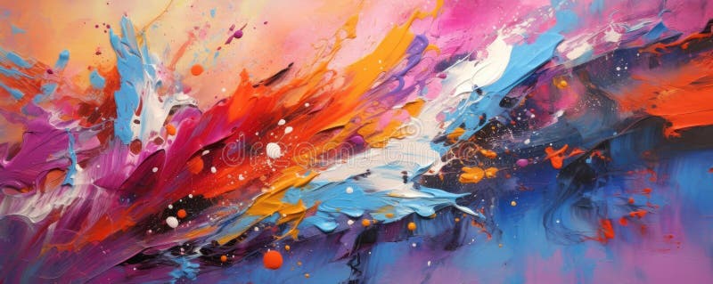 Collision of Vibrant Acrylic Strokes and Abstract Textures, Creating a ...