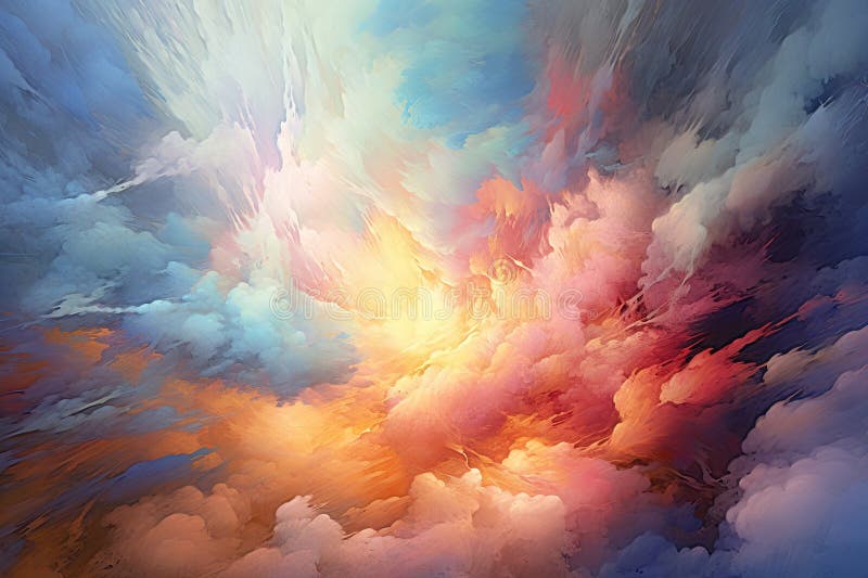 Collision of Vibrant Brushstrokes and Ethereal Clouds, Merging the ...