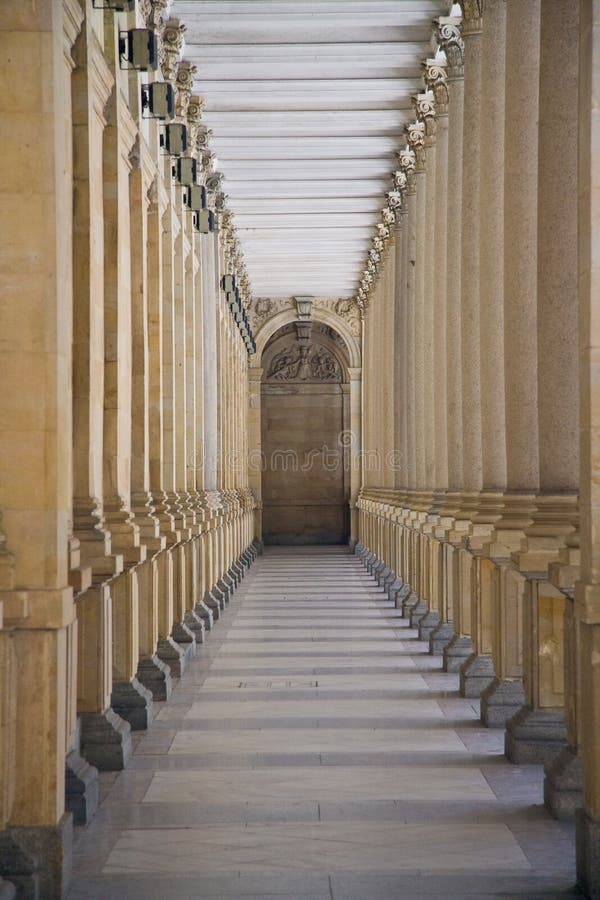 Stone Colonnade in the Spa Town of Karlovy Vary Czech Republic Stock ...
