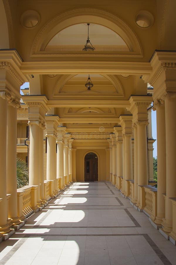 Collonade in Classical Style, Sun Lightning Stock Photo - Image of ...