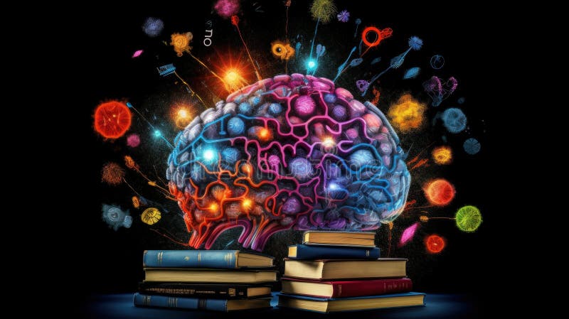 Collage with Books, Cogs, Light Bulb Brain. Learning, Education Concept ...