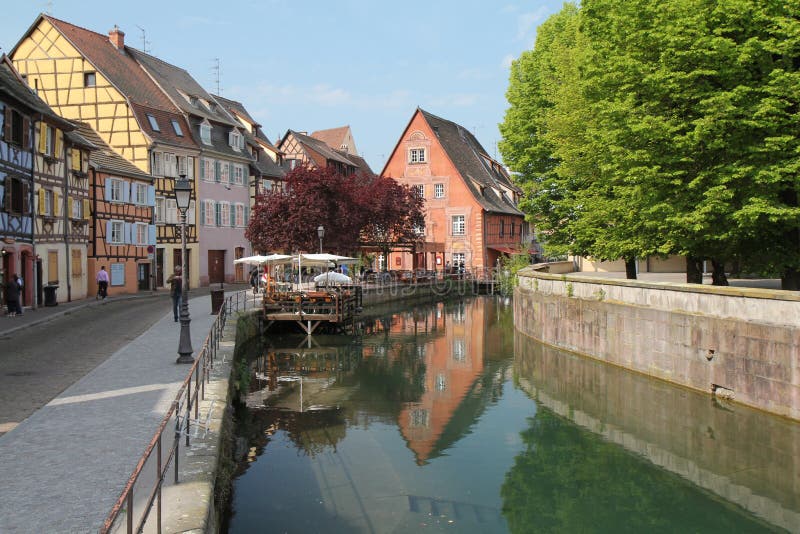 Colmar S Canal Nested in Greenery Stock Image - Image of colmar, alsace ...