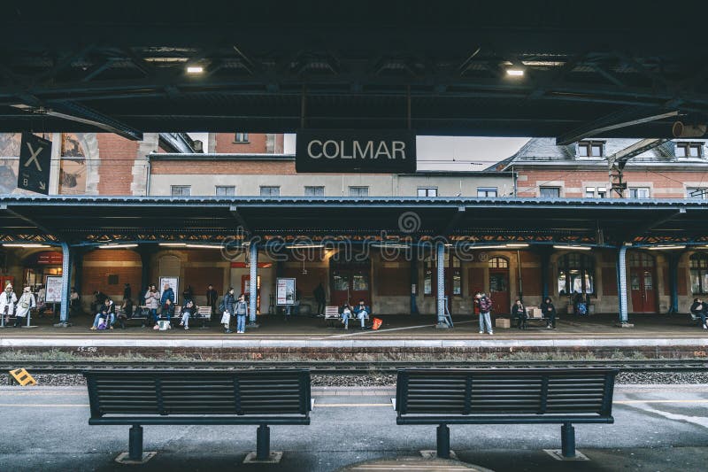 Inside the Colmar Train Station, with Benches Editorial Photography ...