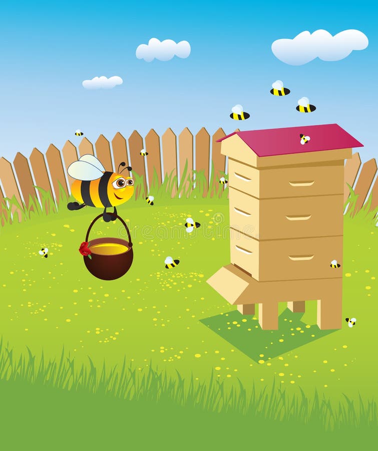 Colmeia e as abelhas ilustração do vetor. Ilustração de caixa - 15116579