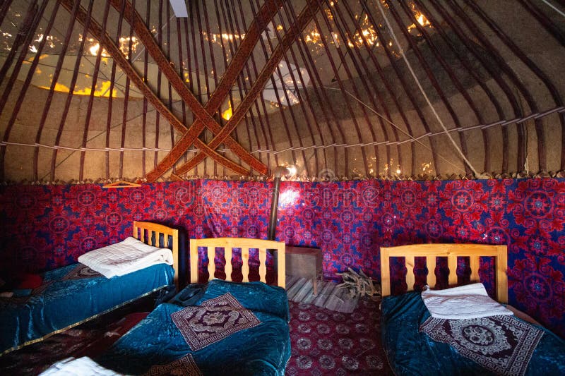 Colorful Decorations Inside a Yurt Stock Photo - Image of landscape ...