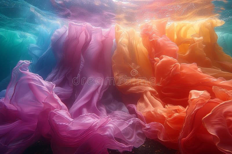 Coloful Fabric Under Water with Sunlight Entering Stock Illustration ...