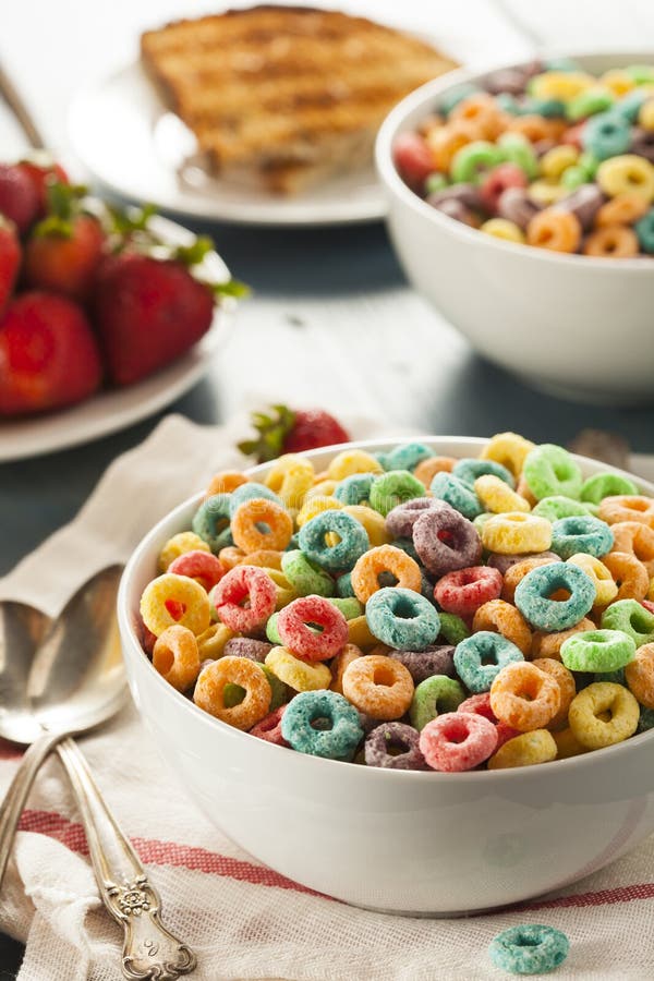 Coloful Fruit Cereal Loops stock photo. Image of bowl - 43433378