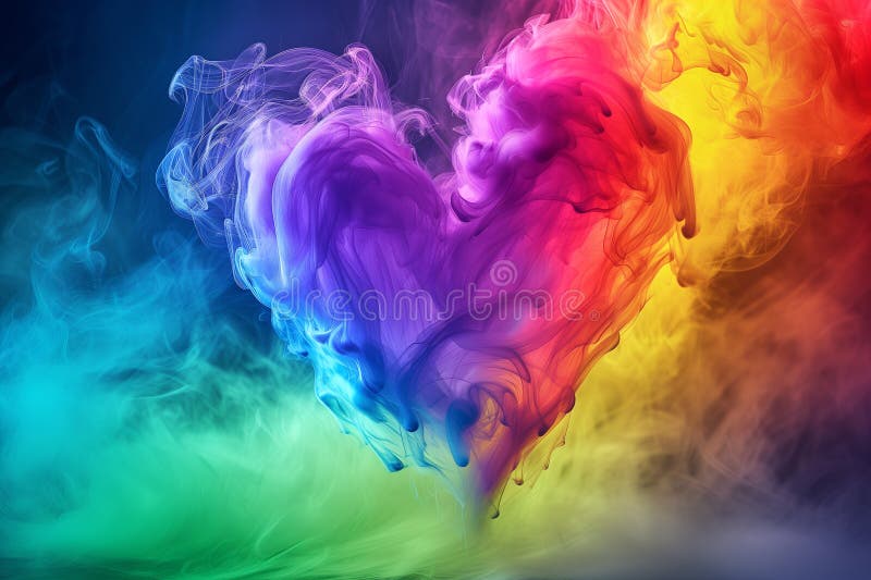 Coloful Heart Made of Smoke, Isolated on Colorful Background. Exploding ...