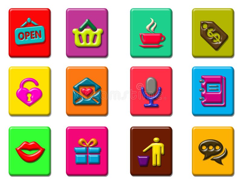 Coloful Web Icon Set Pattern Stock Illustration - Illustration of ...