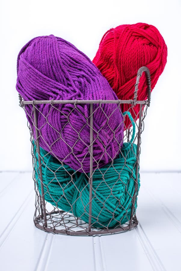 Coloful Yarn in Wire Basket Stock Photo - Image of wire, fiber: 33722682