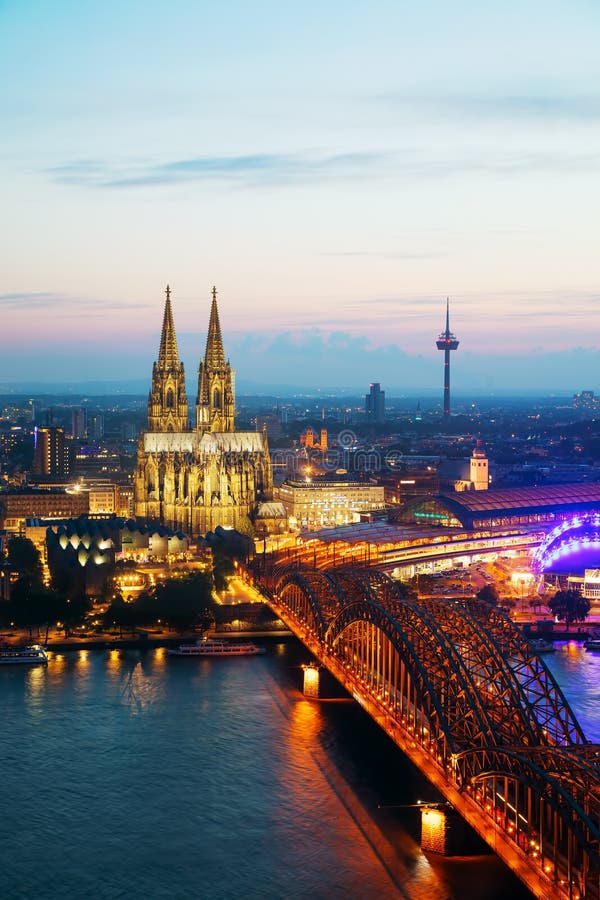 Cologne Aerial Overview after Sunset Stock Photo - Image of gothic ...