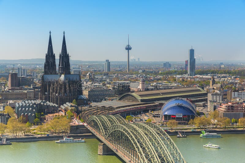 Cologne Aerial View in Germany at the Rhine River Stock Photo - Image ...