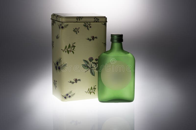 Cologne Bottle with Its Insulated Bottom Container Stock Image - Image ...